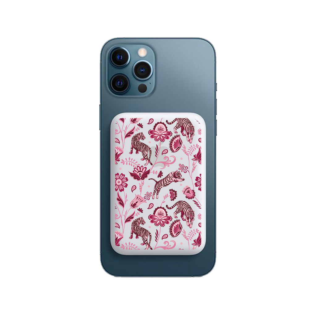 Magnetic Wireless Powerbank - Tiger & Floral 2.0 – Caseuphoria